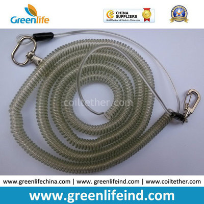 Gray Stainless Wire Reinforced Coil Lanyard W/Quick Release Buckles supplier