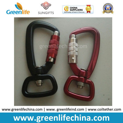 Aircraft Aluminum Best Quality Black/Red Lockable Durable Snap Carabiner Hook Holders supplier