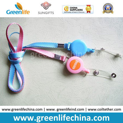 Breakaway neckwear smooth polyester custom printed satin lanyard and round badge reel holder combo supplier