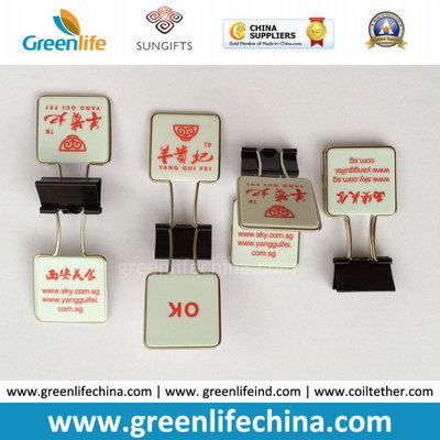 Custom Green Plastic Panel Advertismental Black Binder Office Paper Clip w/Company Logo Printing supplier