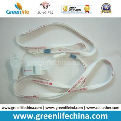 Green Lanyard Whistle Flat Polyester Lanyard Holder w/Wine Red Plastic Sports Whistle supplier