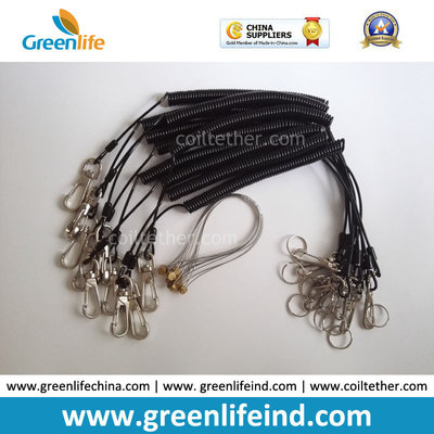 Custom Logo Pendant Plastic High Quality Black Spring Elastic Lanyard Secure Tools Dropping supplier