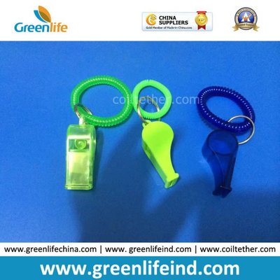 Popular Sales Blue Plastic Wristband Coiled Holder w/Blue Custom Logo Imprinted Whistle supplier