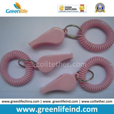 Popular Sales Blue Plastic Wristband Coiled Holder w/Blue Custom Logo Imprinted Whistle supplier