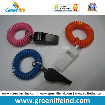 Red/Blue Plastic Wrist Band Coil Loop with Plastic Alerting Whistles supplier