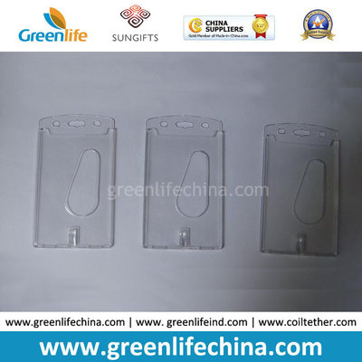 Double Cards Type Plastic Transparent Clear ID Business Card Badge Holders Ready for Lanyard supplier