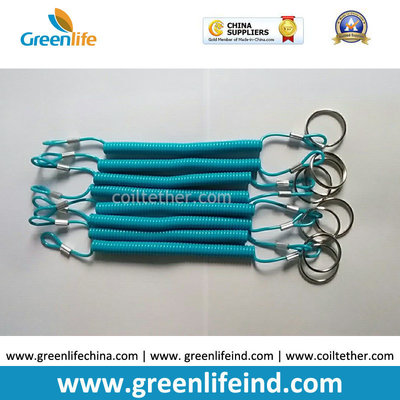 Top Quality Blue TPU Coated Safety Elastic Coil Cord Rop Key Ring Accessory Full Stretched Length 1M supplier