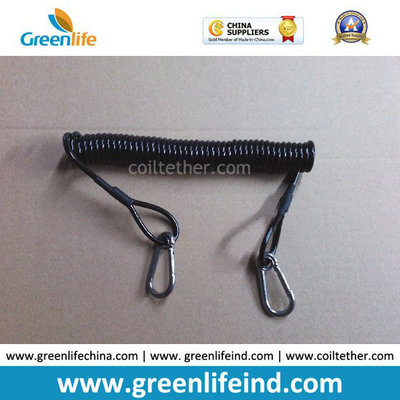 Elastic Spiral Construction Field Stopdrop Tooling Coil Lanyard Cable w/ Press-in Hook supplier